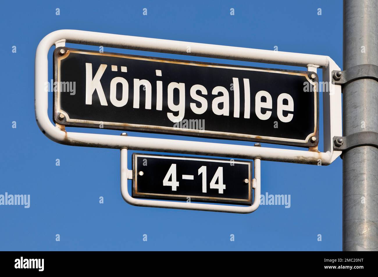 The Koenigsallee street sign, known as Koe for short, one of Europe's ...