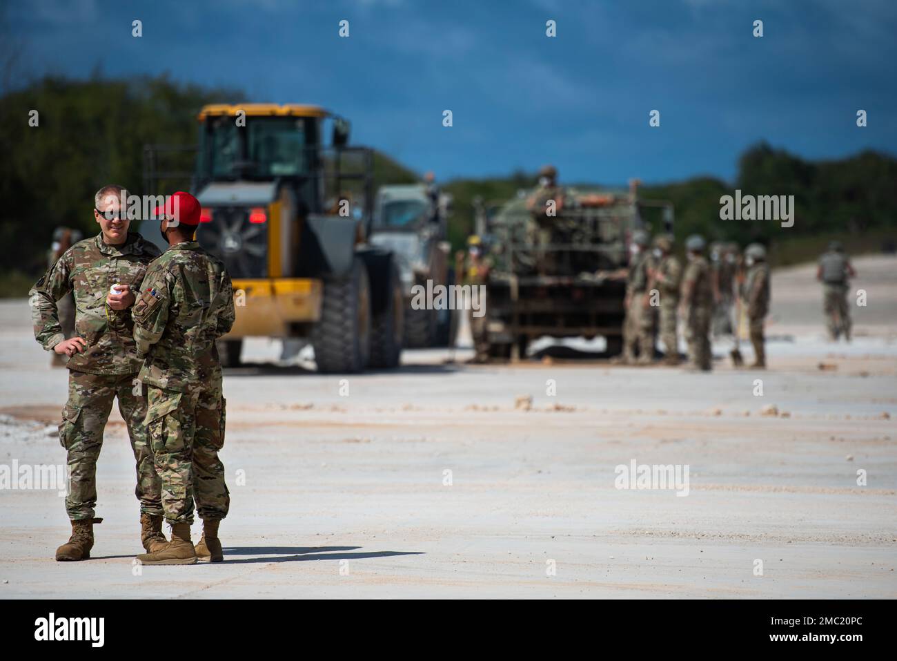 U.S. Air Force Brig. Gen. Paul Birch, 36th Wing commander, talks with a ...