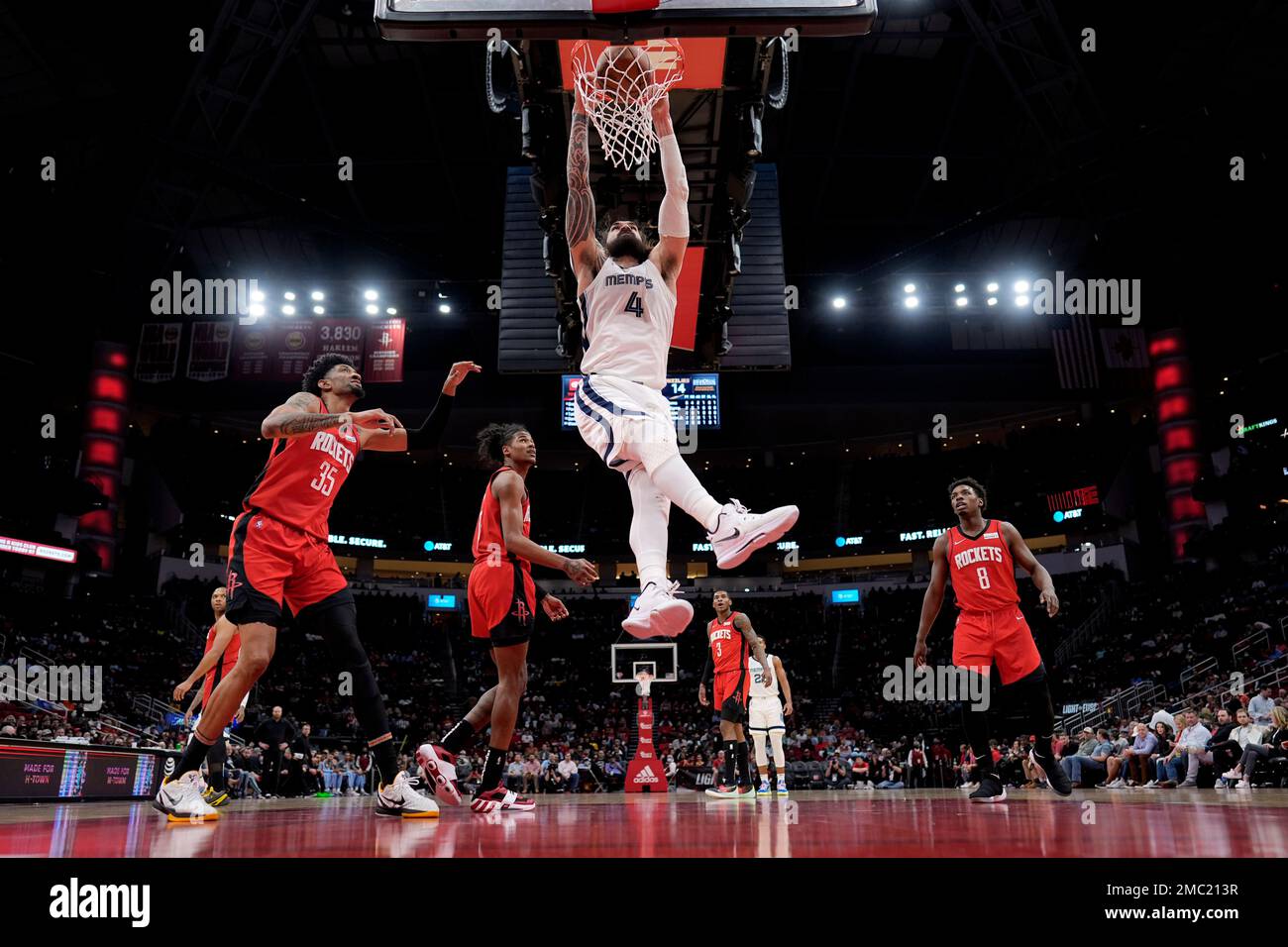 Memphis Grizzlies' Steven Adams (4) dunks the ball as Houston Rockets ...