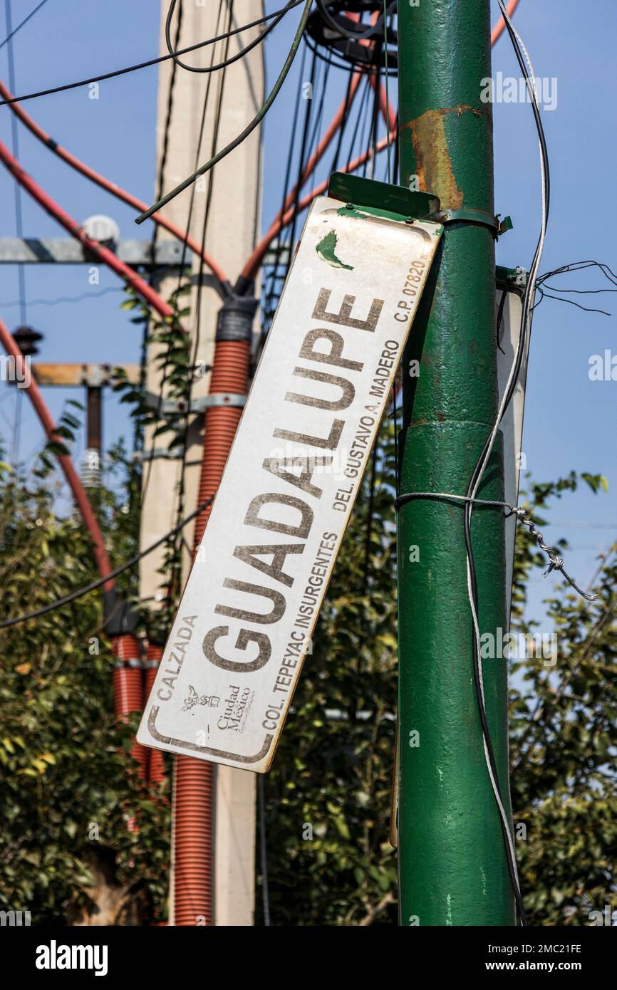Guadalupe, street sign, Mexico City, Mexico, North America Stock Photo ...