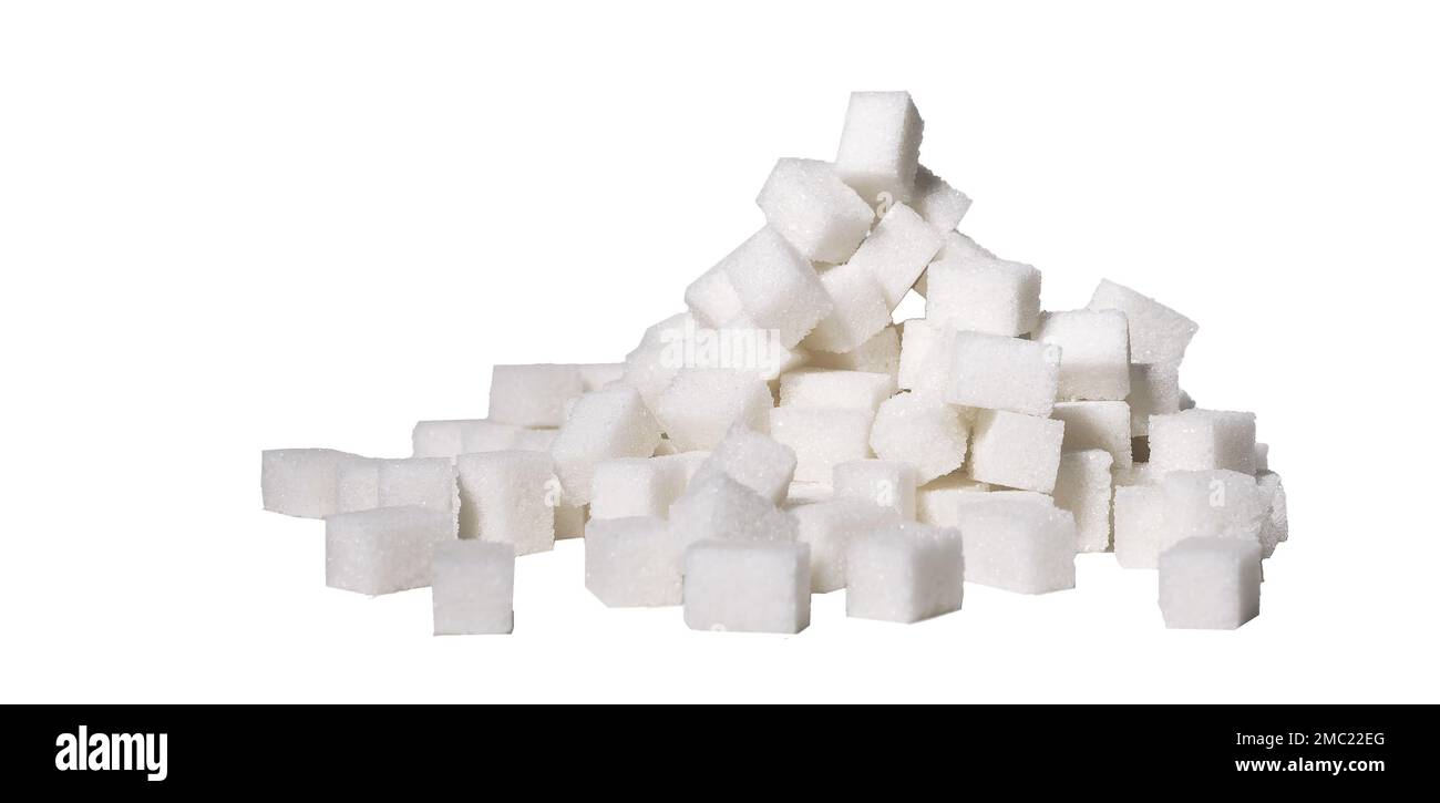 Big unhealthy pile sugar cubes Cut Out Stock Images & Pictures - Alamy
