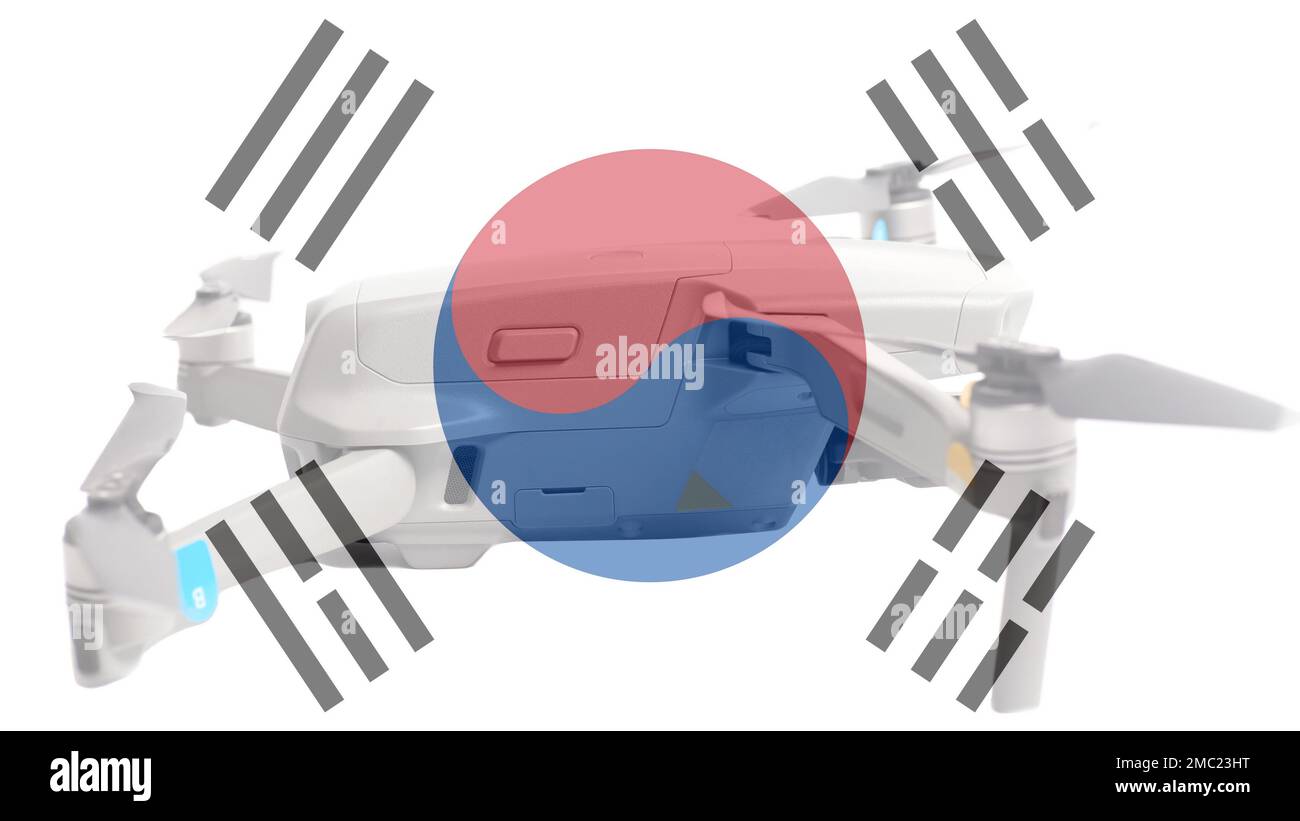 South Korea flag and quadcopter drone aerial camera Stock Photo - Alamy
