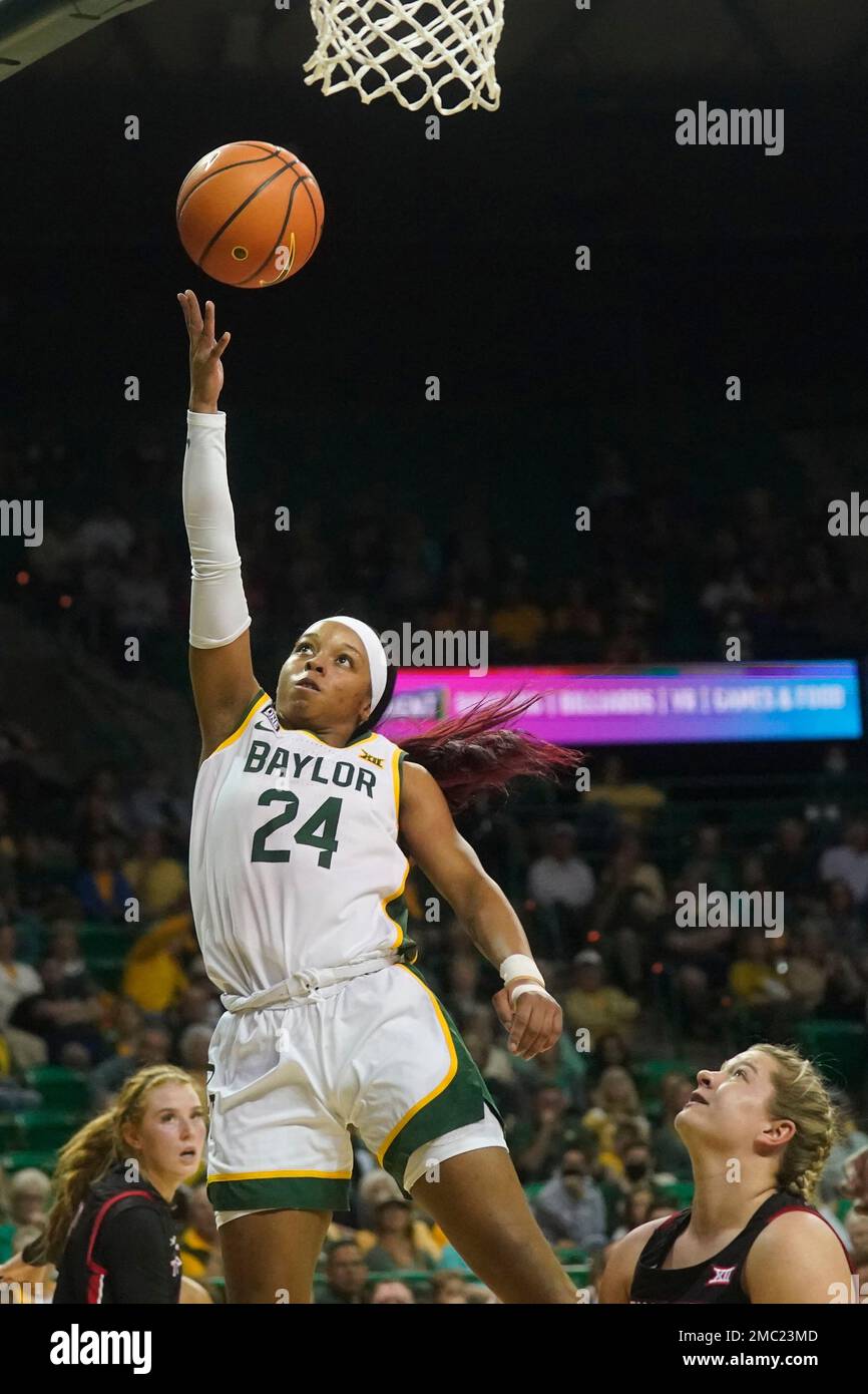 Baylor guard Sarah Andrews (24) shoots against Texas Tech guards Tatum ...