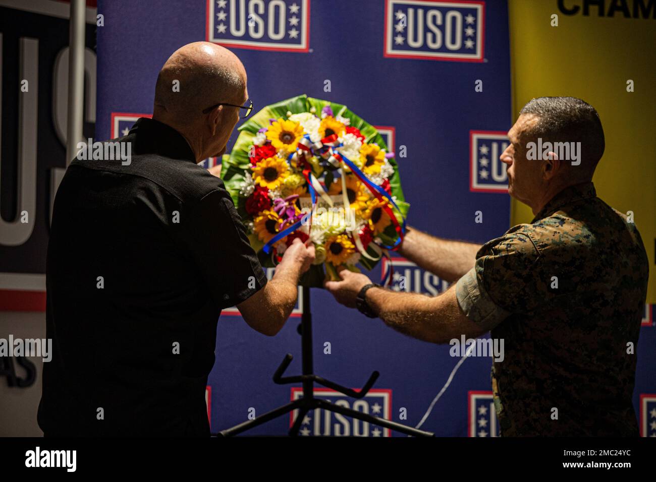 Phil VanEtten, left, the USO Okinawa area director, and U.S. Marine ...