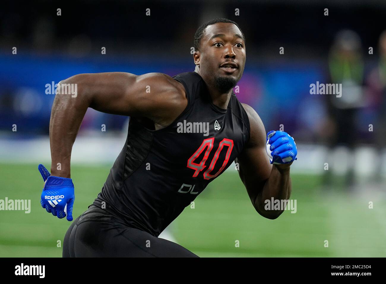 Miami (Ohio) defensive lineman Dominique Robinson runs a drill during ...