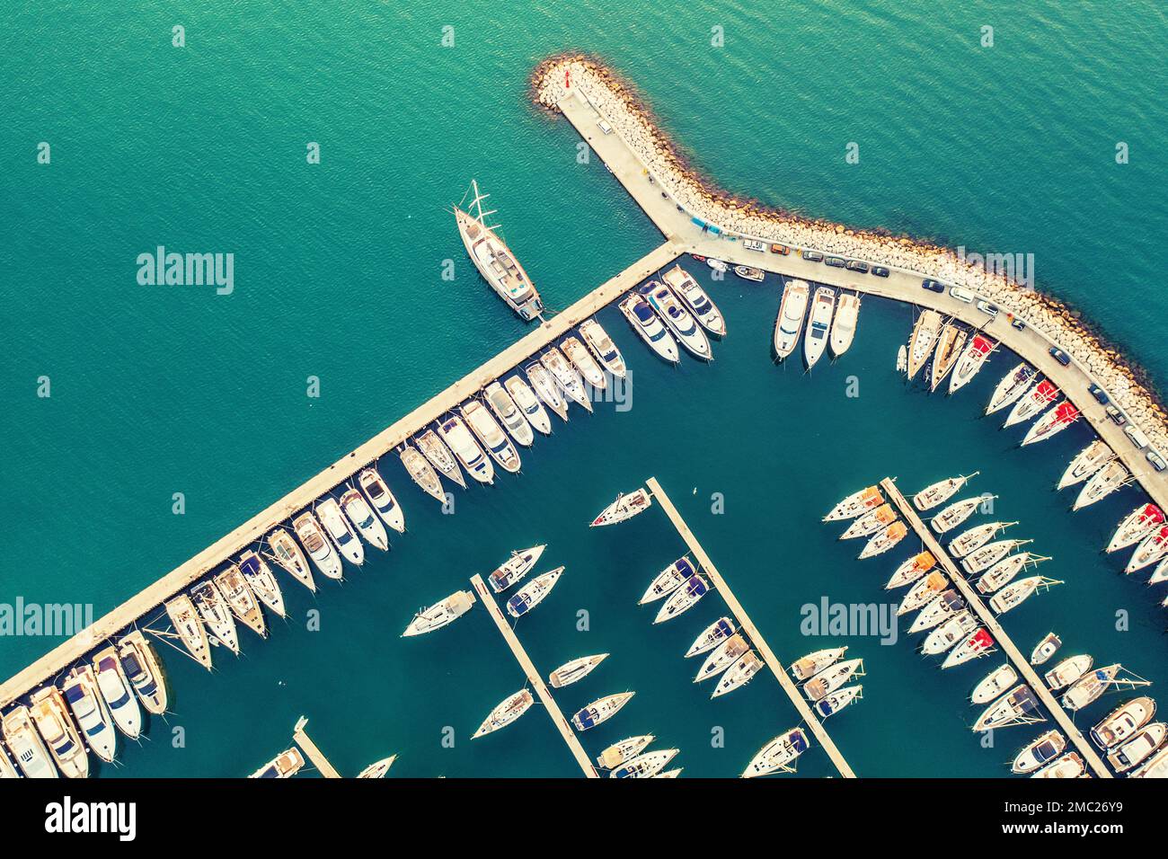 Aerial view of yahts Stock Photo - Alamy