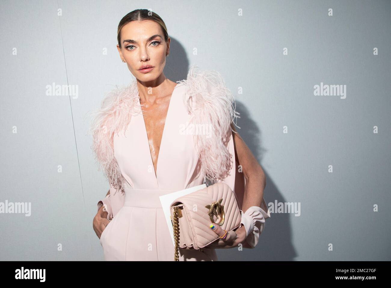 Alina Baikova attends the Elie Saab Ready To Wear Fall/Winter 2022-2023 ...