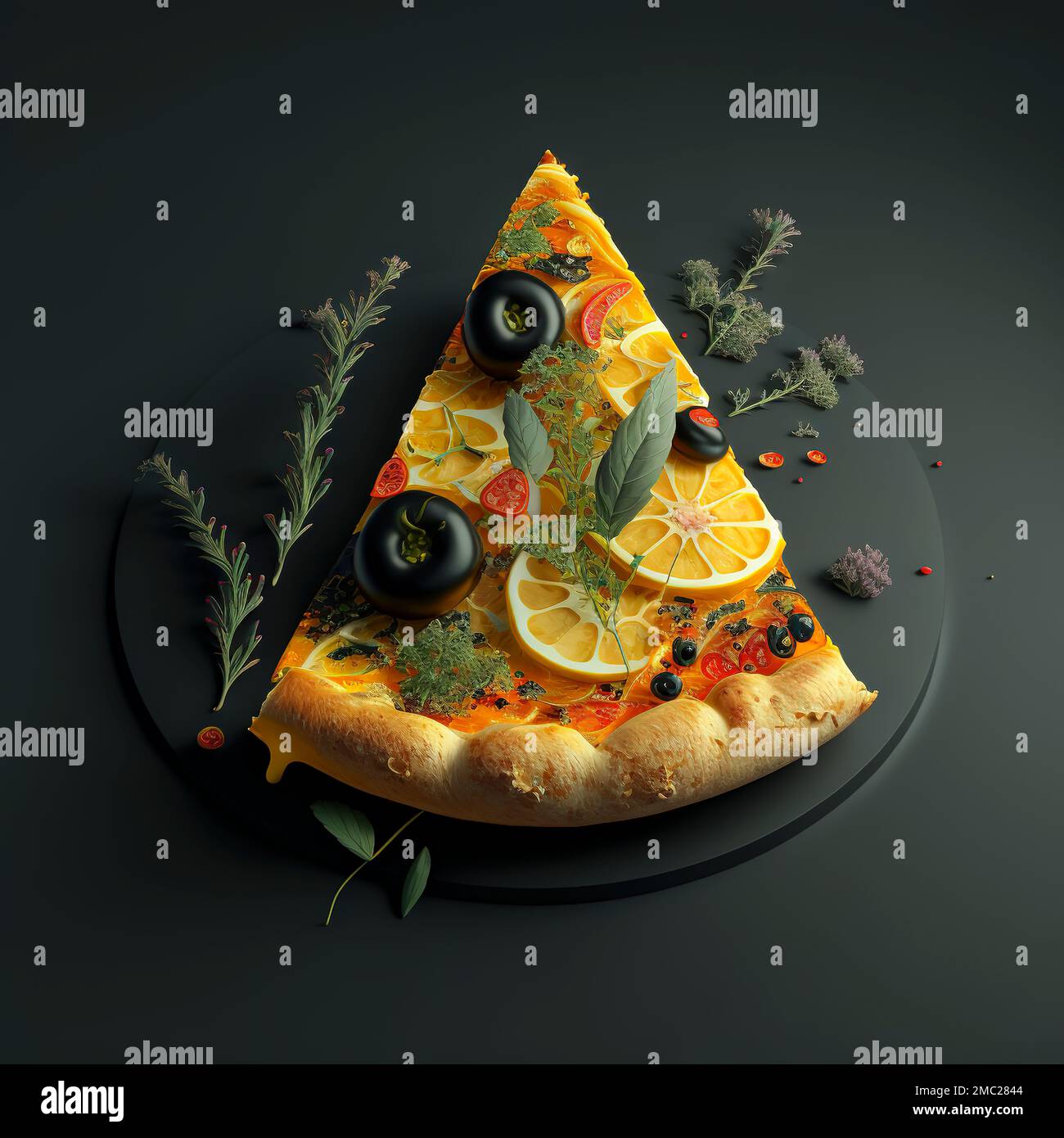 Sliced Pizza on the slate Stock Photo - Alamy