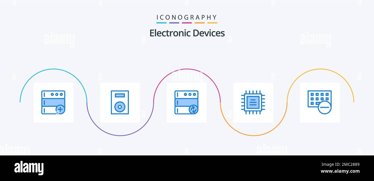 Devices Blue 5 Icon Pack Including hardware. devices. database. computers. chipset Stock Vector ...