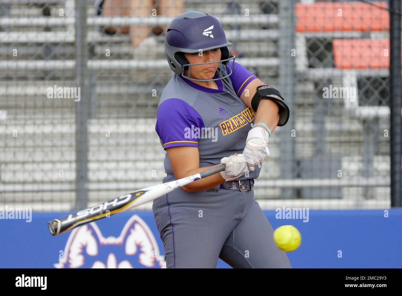 Prairie View A&M's Jerrica Rojas swings against Houston Baptist during ...