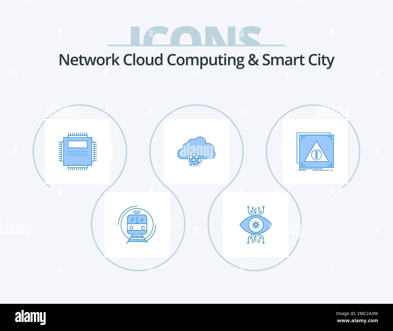 Network Cloud Computing And Smart City Blue Icon Pack 5 Icon Design ...