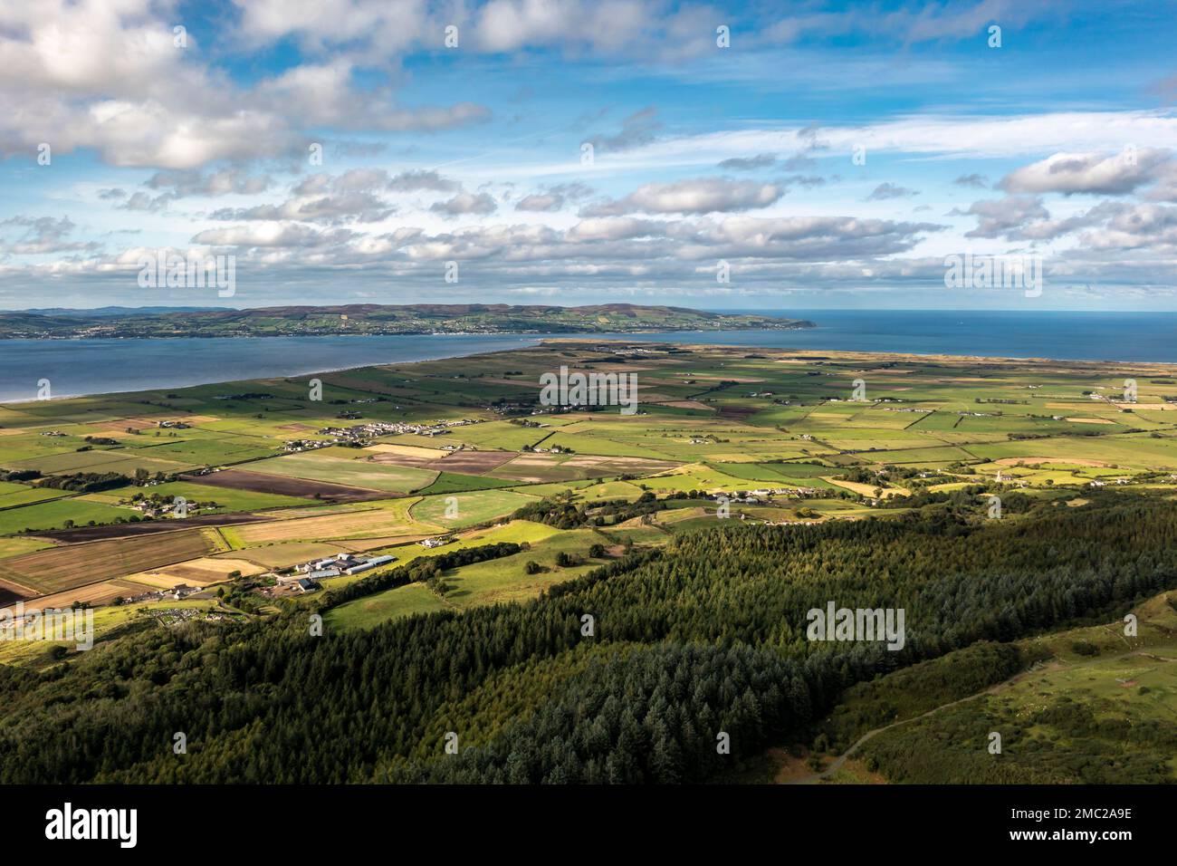 Aerial view of Ballerana and Magilligan in Northern Ireland, United ...