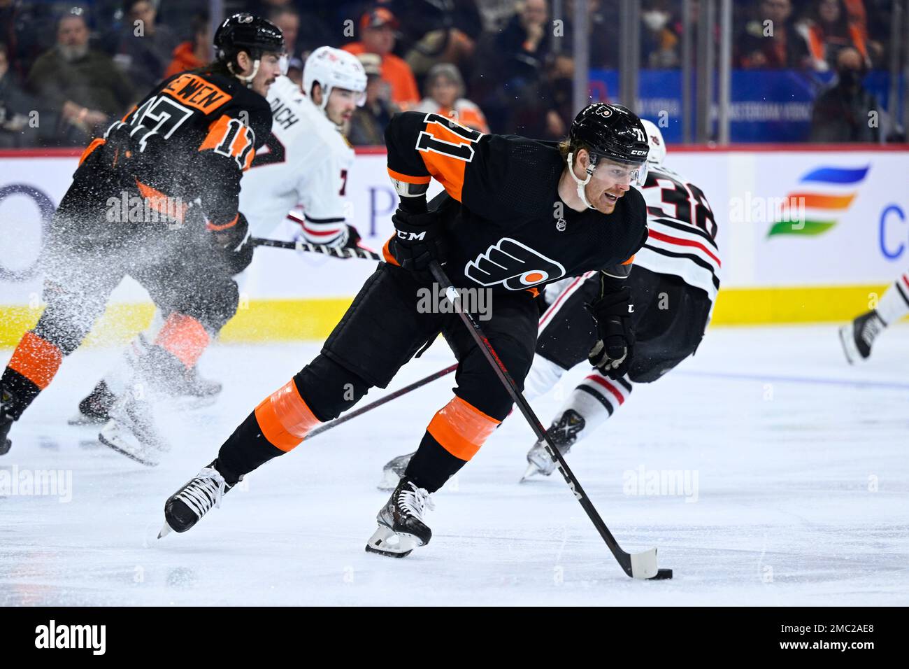 Philadelphia Flyers' Max Willman in action during an NHL hockey game ...