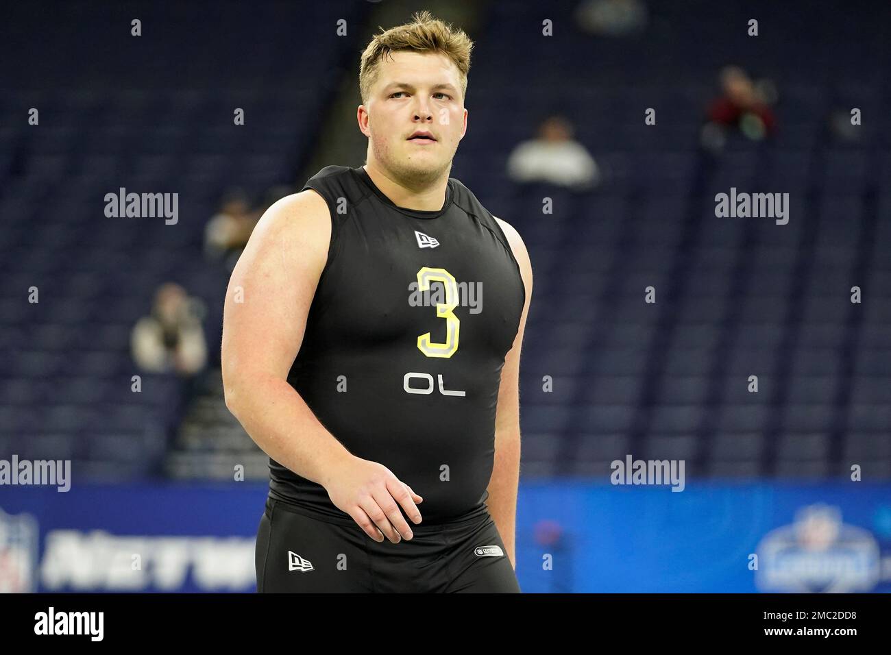 Wisconsin offensive lineman Logan Bruss (03) walks on the field at the ...