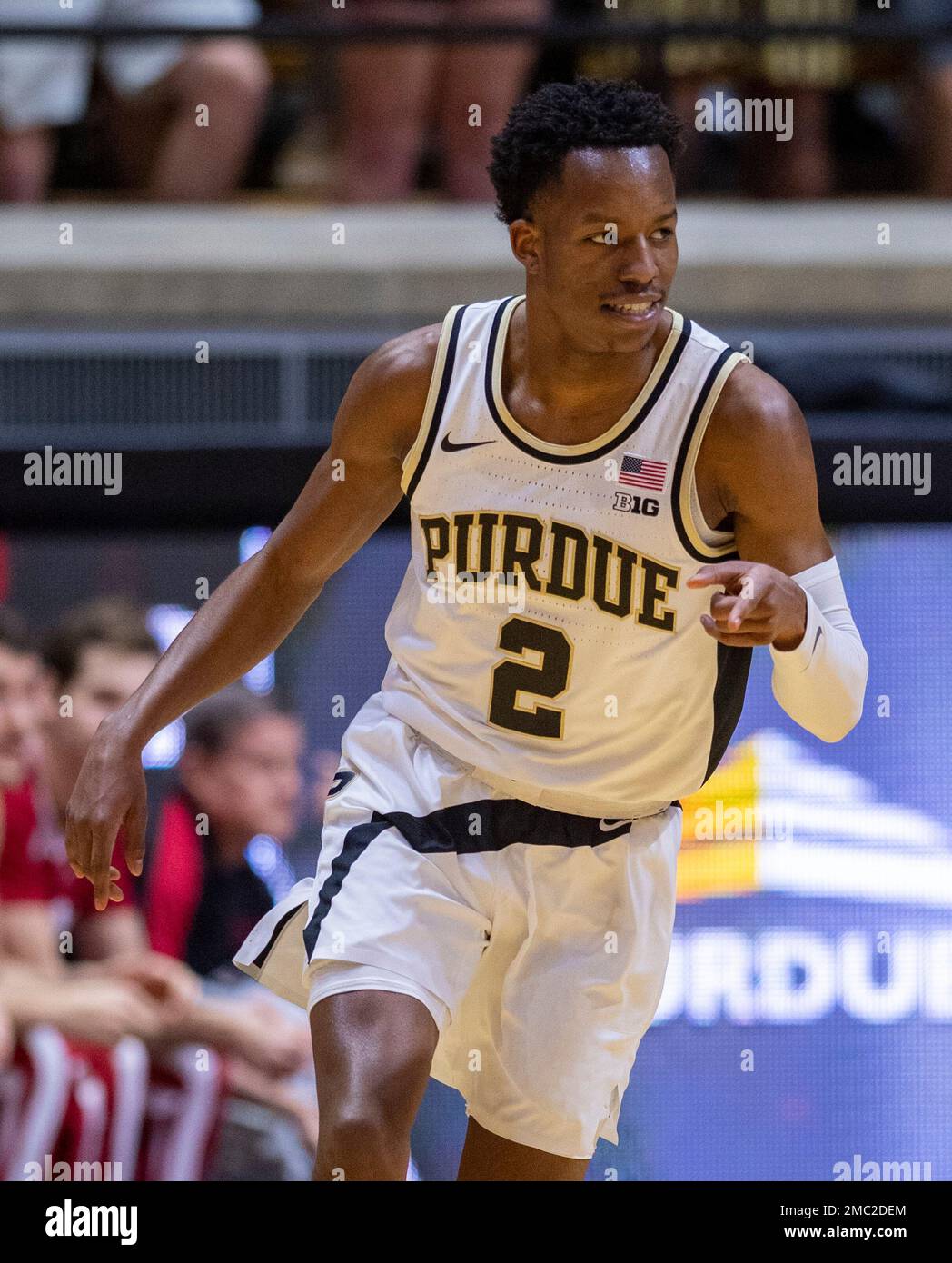 Purdue guard Eric Hunter Jr. (2) reacts after scoring during the first ...