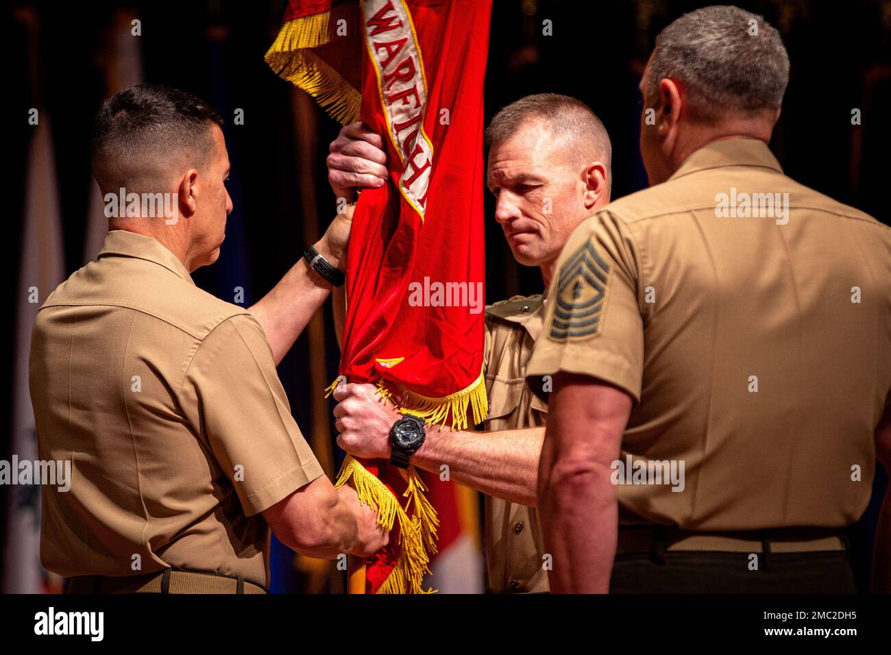 U.S. Marine Corps Brig. Gen. Kyle B. Ellison, left, incoming commanding ...