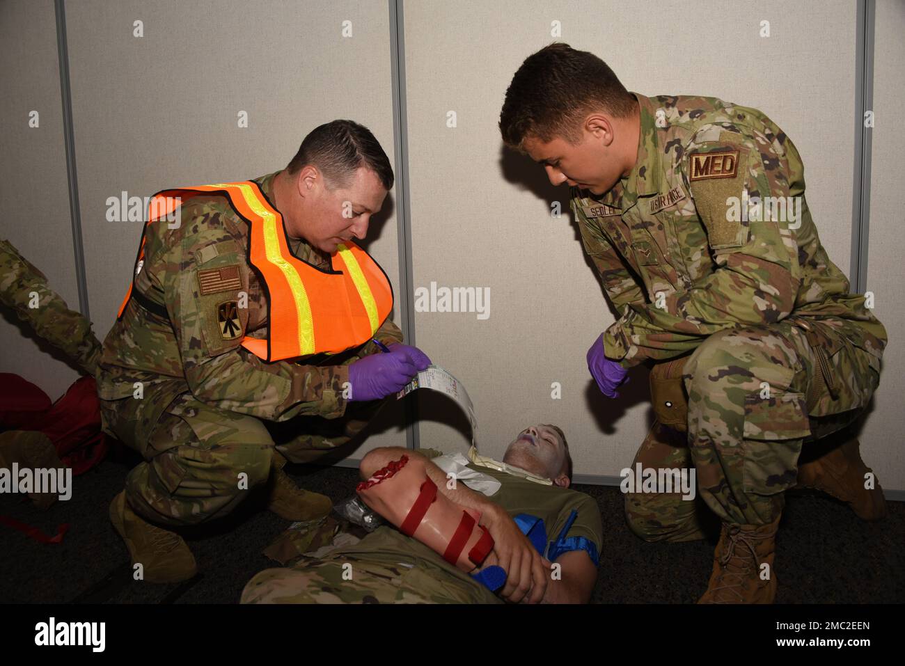 Iowa Air National Guard medical group members Lt. Colonel Ben Uhl and ...