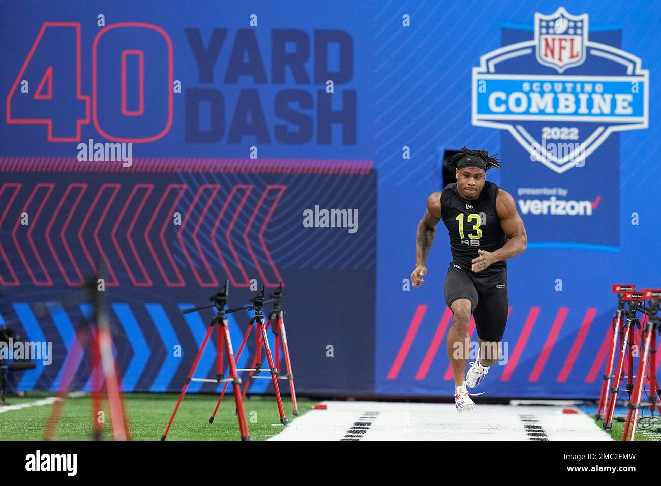 Mississippi running back Jerrion Ealy runs the 40-yard dash during the ...