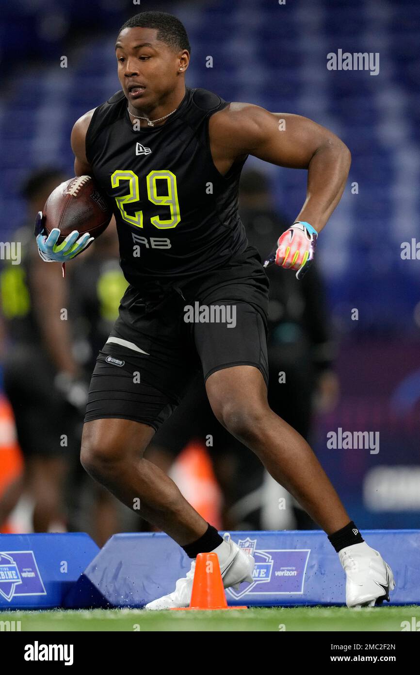 Texas A&M running back Isaiah Spiller participates in a drill at the ...