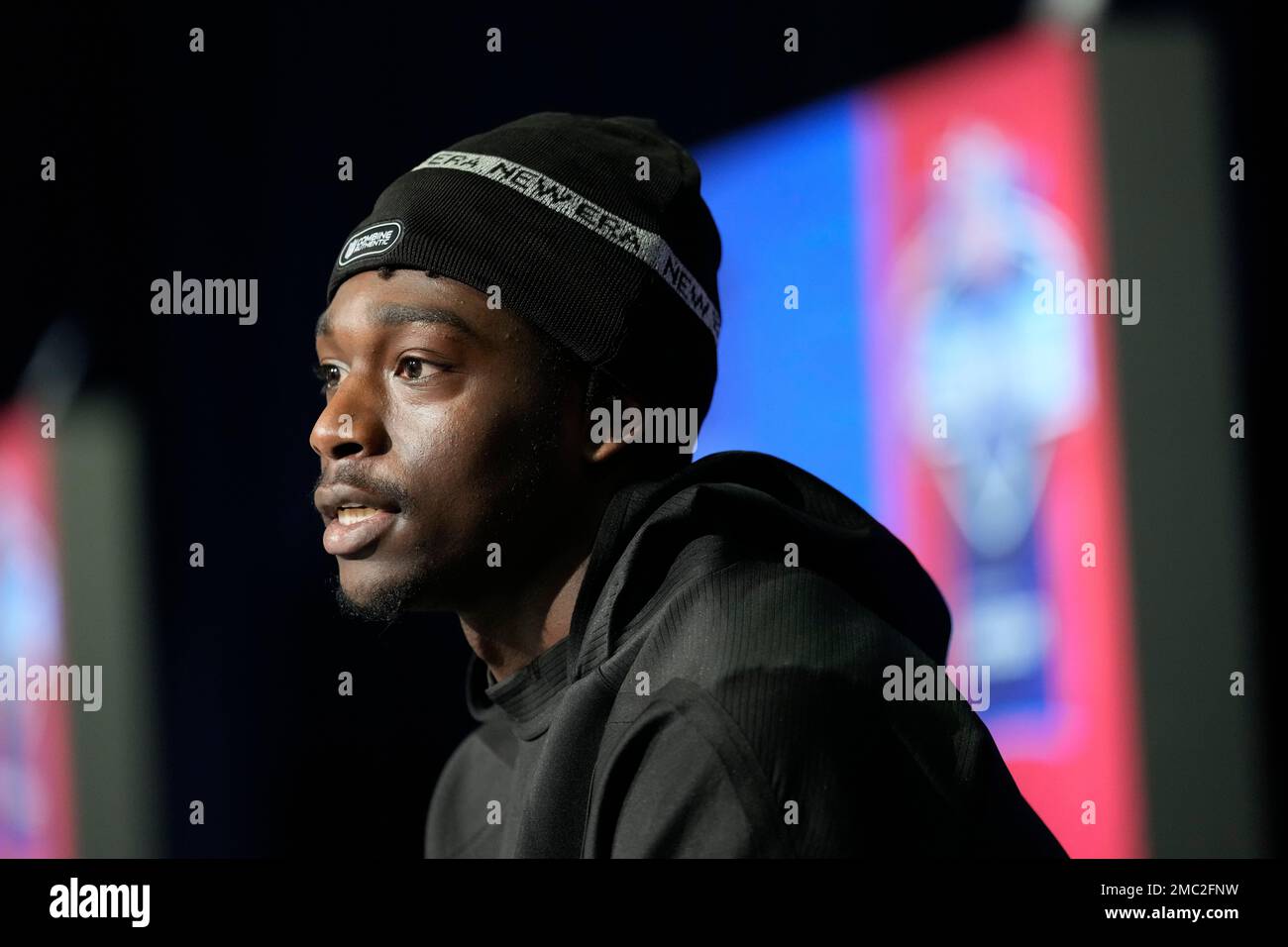 Georgia defensive back Derion Kendrick speaks during a press conference ...