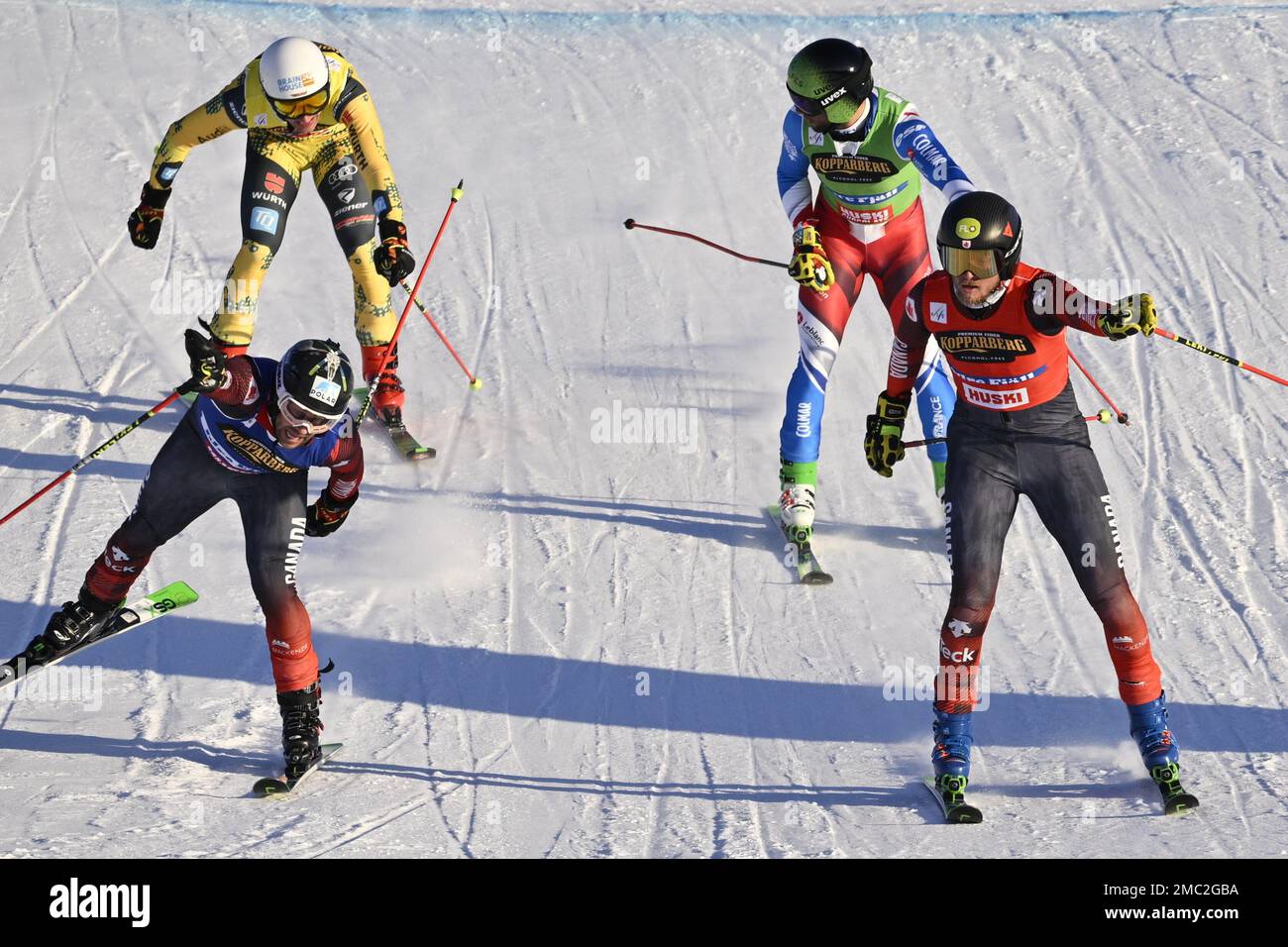 Canada's Kevin Drury (blue), Canada's Jared Schmidt (red), Germany's ...