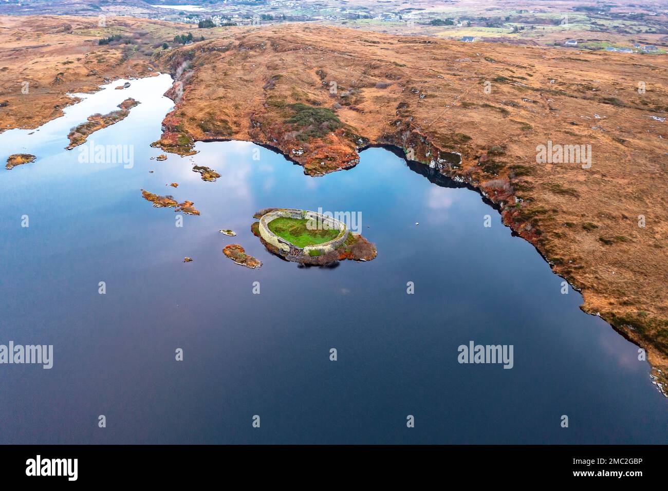 Aerial view of Lough Doon between Portnoo and Ardara which is famous ...