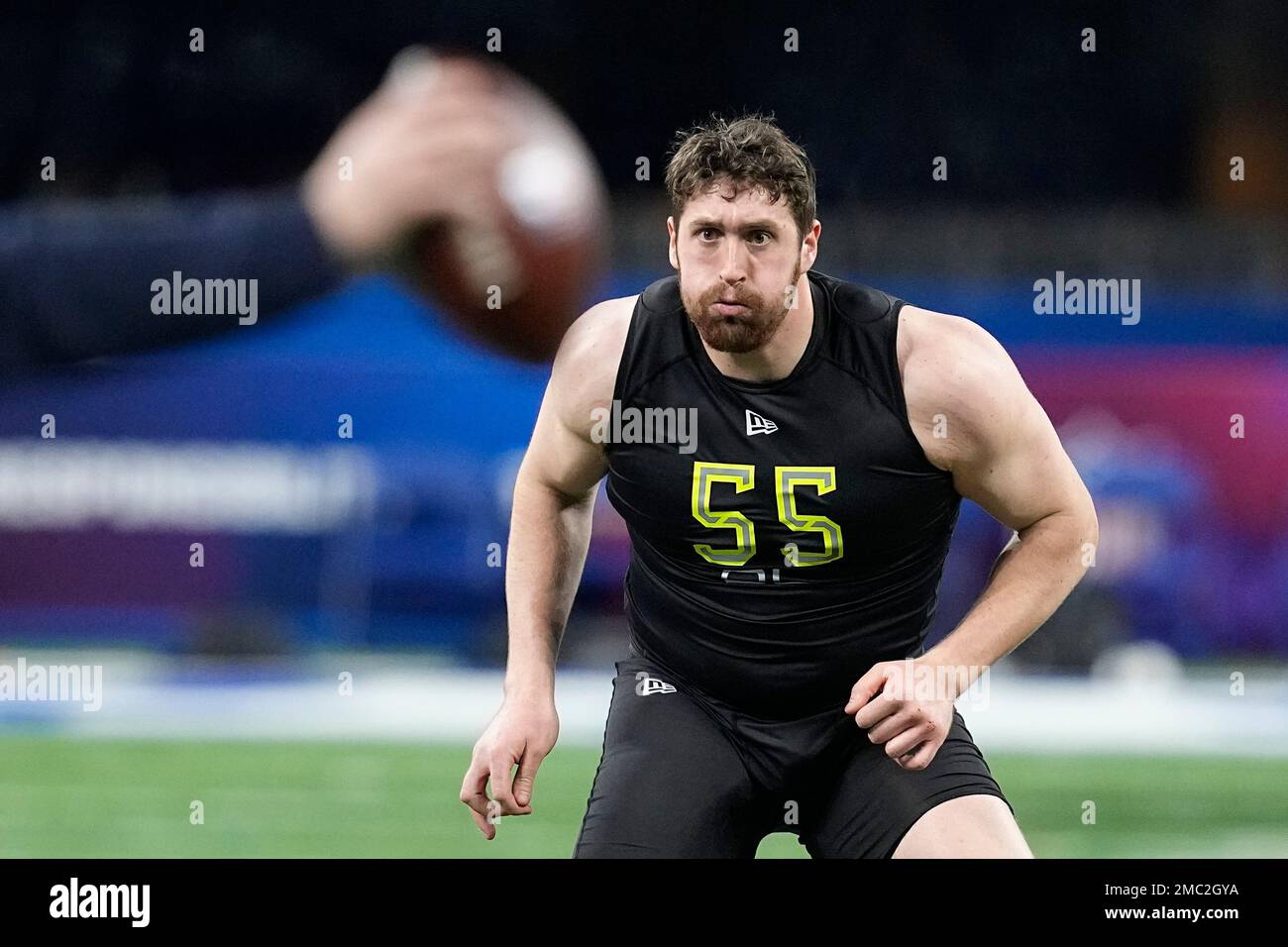 North Dakota offensive lineman Matt Waletzko runs a drill during the ...