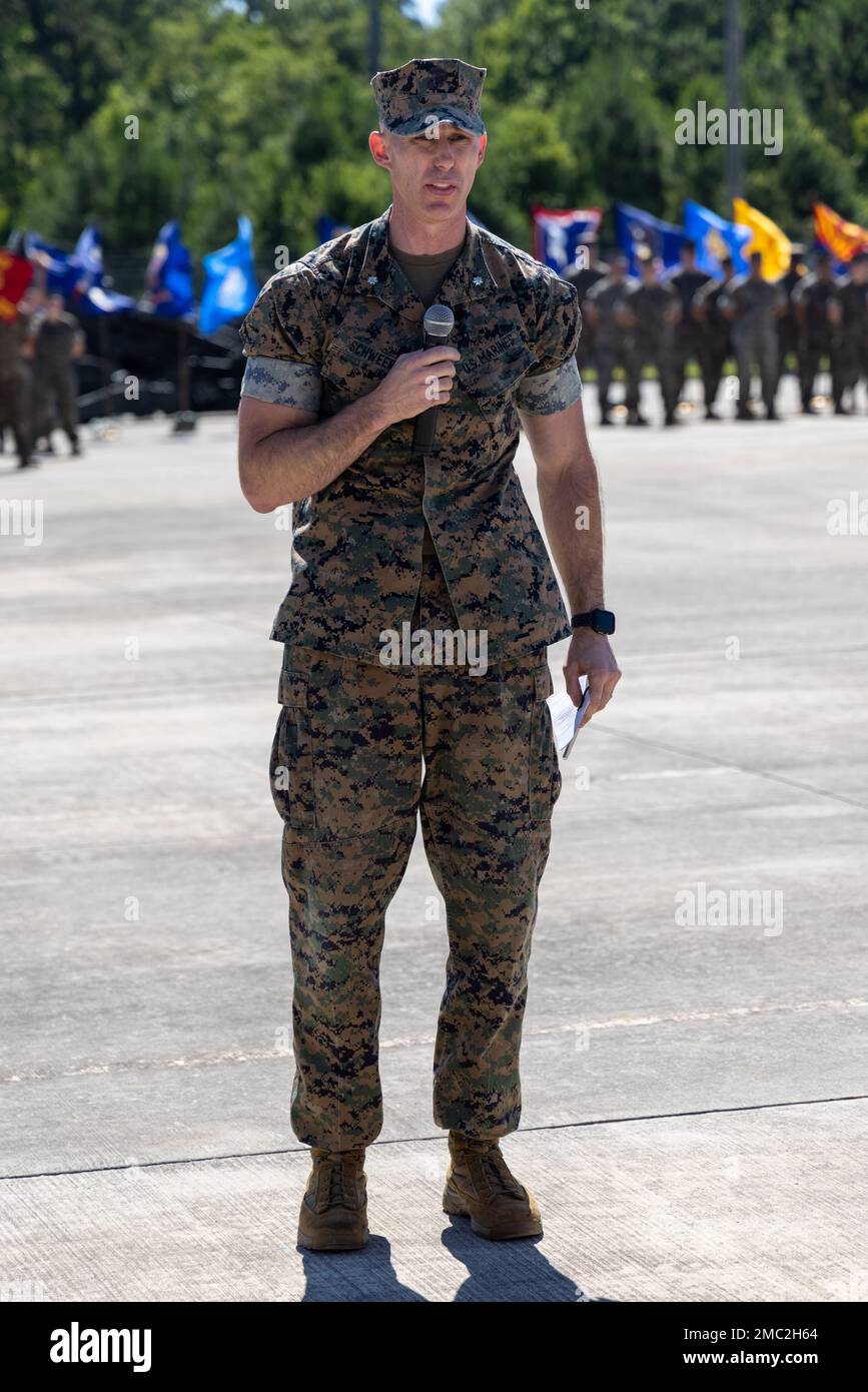 U.S. Marine Corps Lt. Col. Brian W. Schweers the outgoing commanding ...
