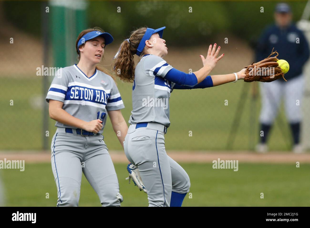 Taylor Hill of Seton Hall catches a pop up against Nevada during an ...