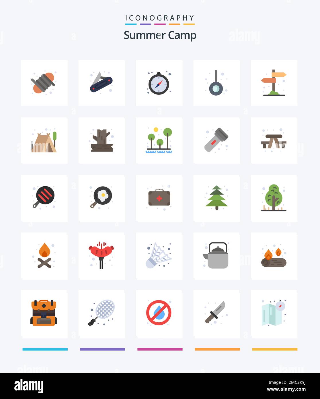 Creative Summer Camp 25 Flat Icon Pack Such As Camping Direction Compass Camping Camping