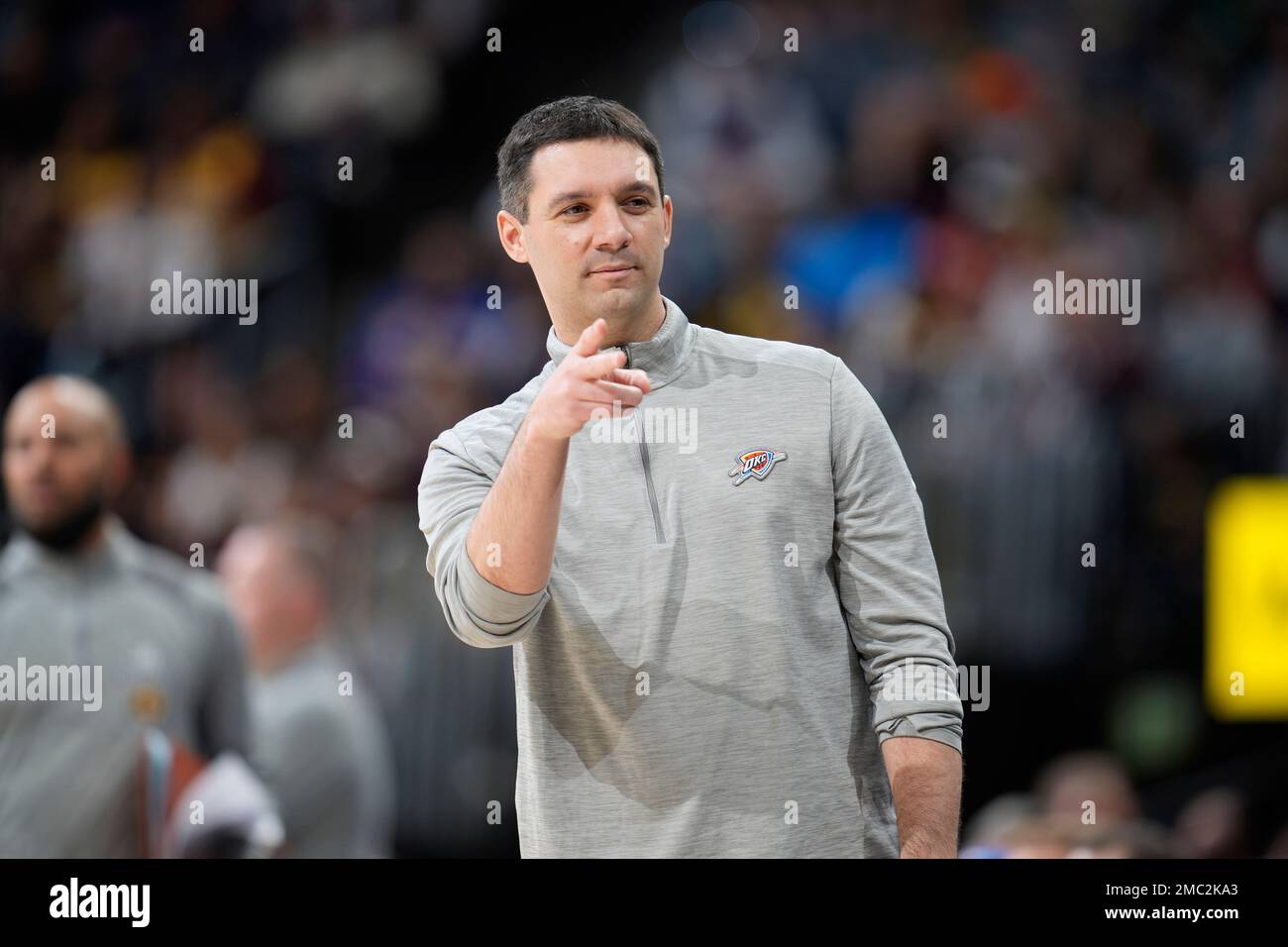 Oklahoma City Thunder head coach Mark Daigneault () in the second half ...