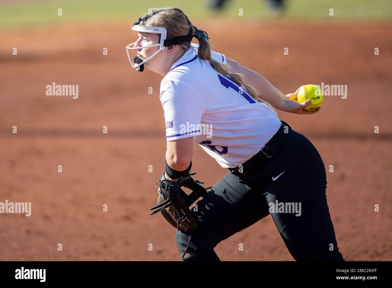 Furman pitcher/utility Lauralee Scott (16) pitches against Mississippi ...