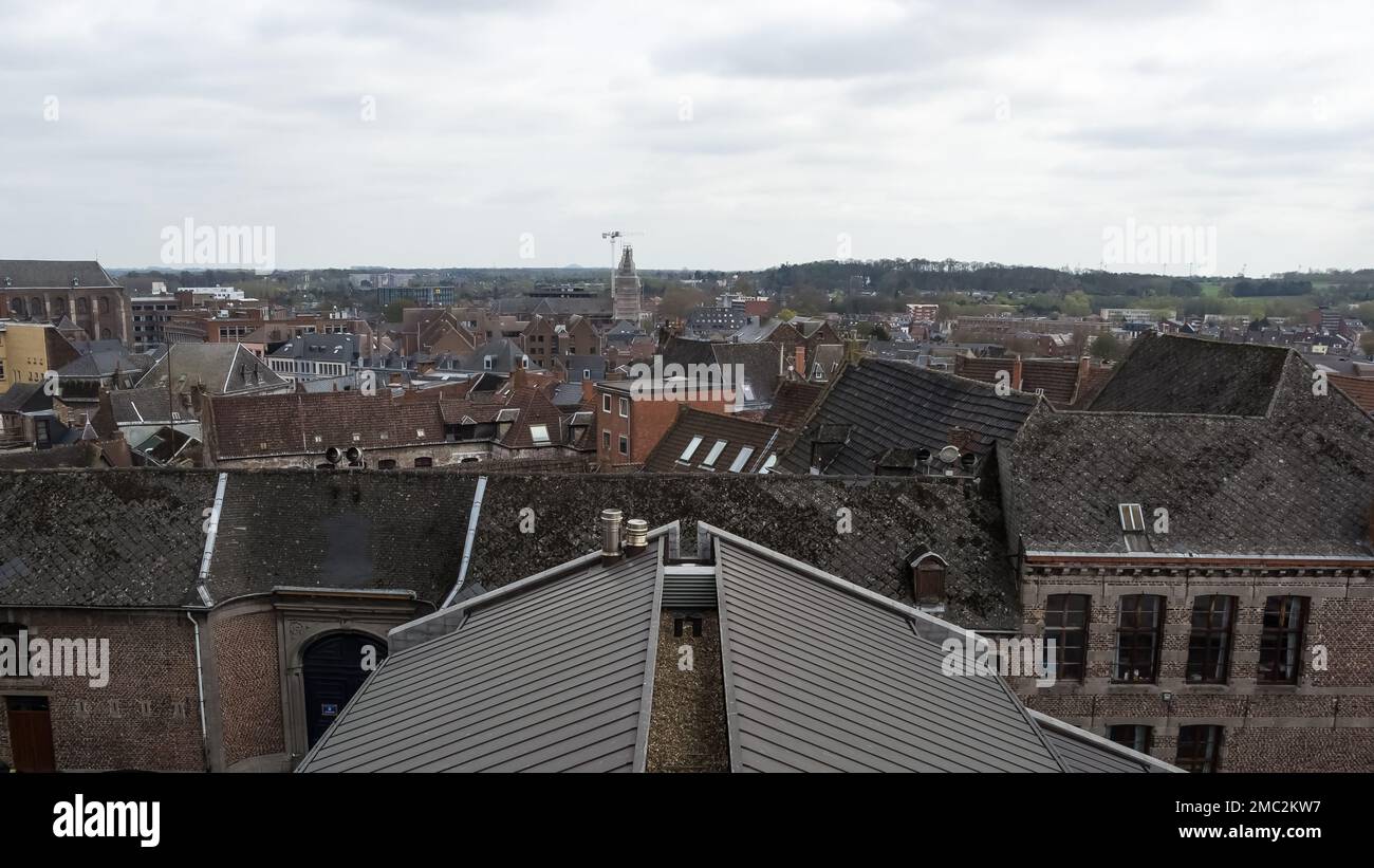 View of the city of Mons, Belgium from the Parc du Château (Castle Park ...