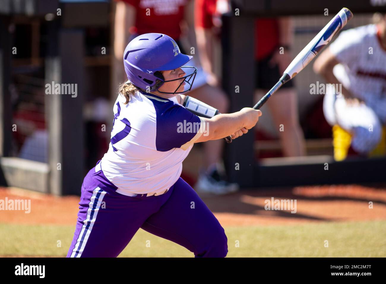 Alcorn State catcher Hannah Dukes (32) hits a double against ...