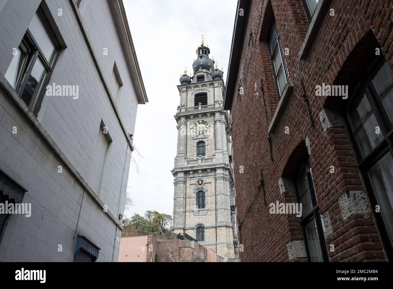 Architectural detail of the Belfry of Mons, the only belfry in Belgium ...
