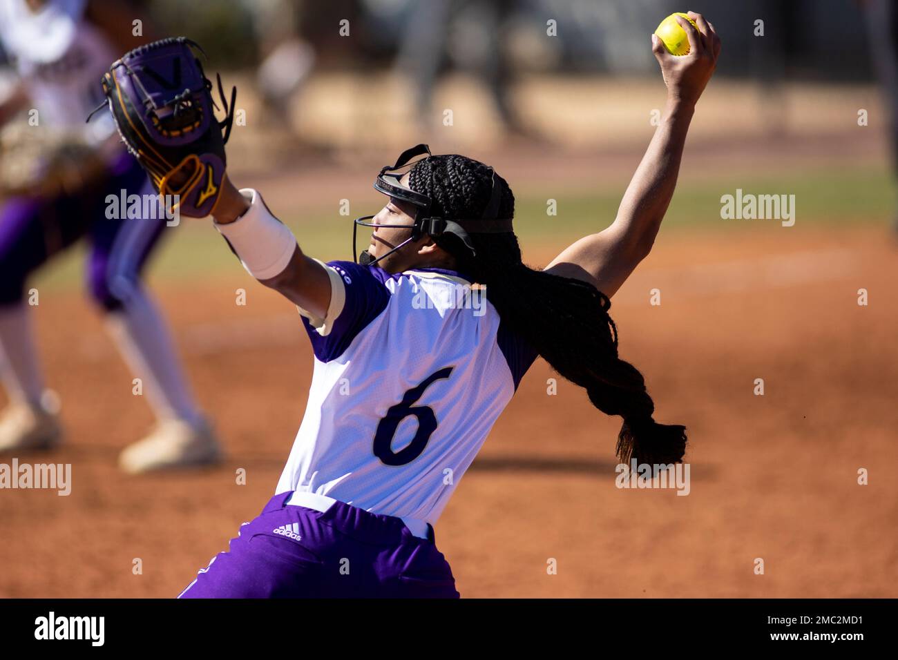Alcorn State pitcher Ta'Niyah Fletcher (6) pitches against Jacksonville ...