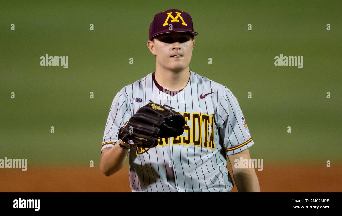 Minnesota's Jack Liffrig pitches during an NCAA baseball game on Monday ...