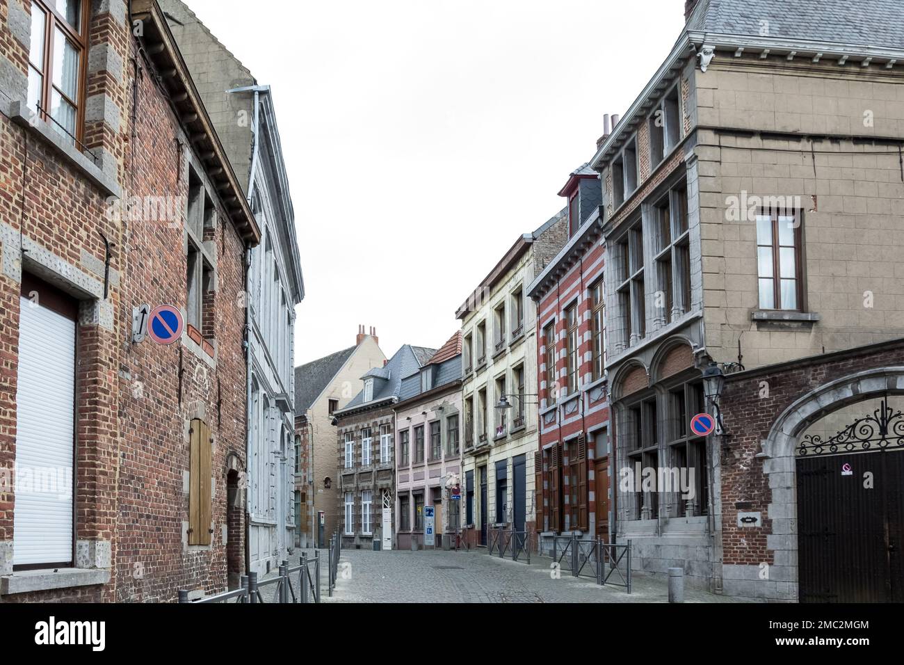 Architectural detail of the historic center of the Belgian city of Mons ...