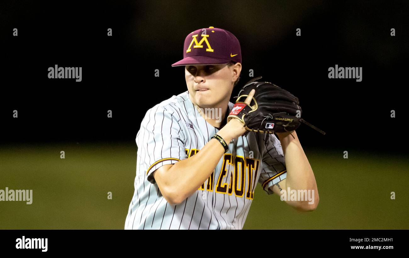 Minnesota's Jack Liffrig pitches during an NCAA baseball game on Monday ...