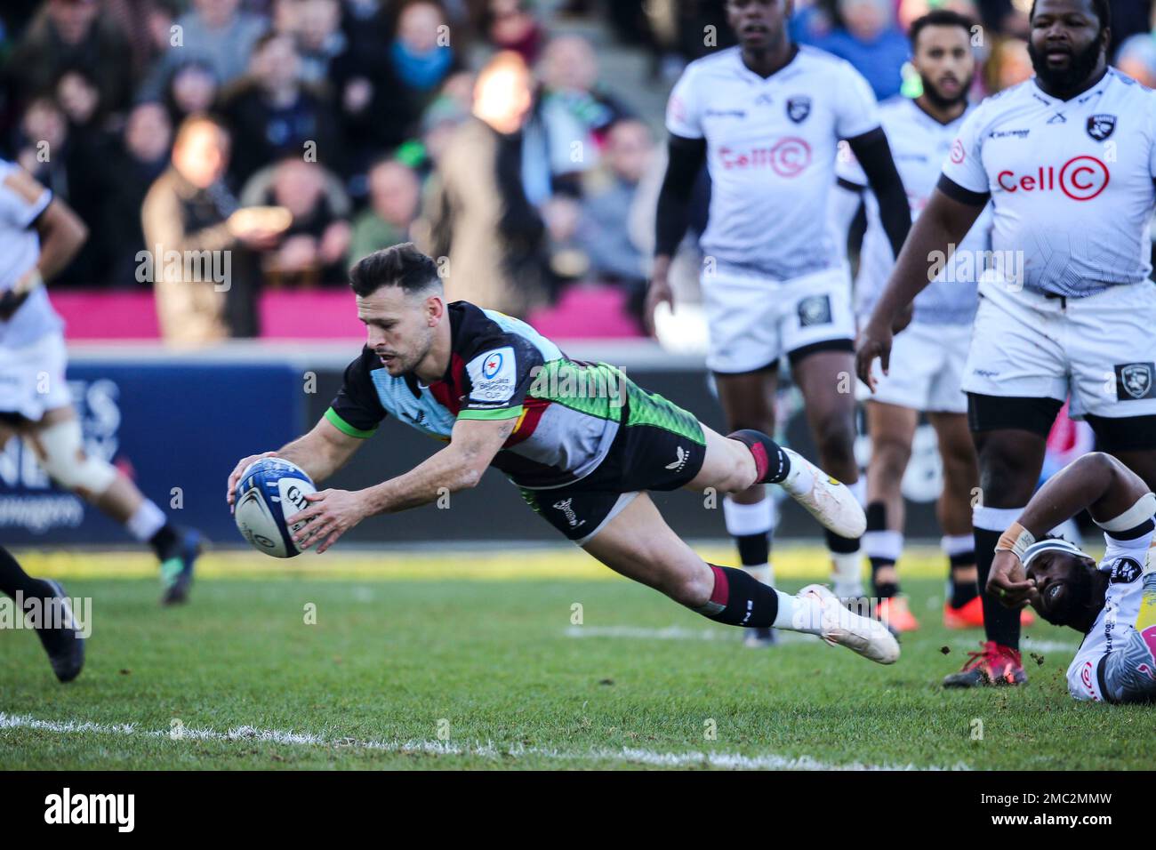 Harlequins' Danny Care scores a try during the Heineken Champions Cup ...