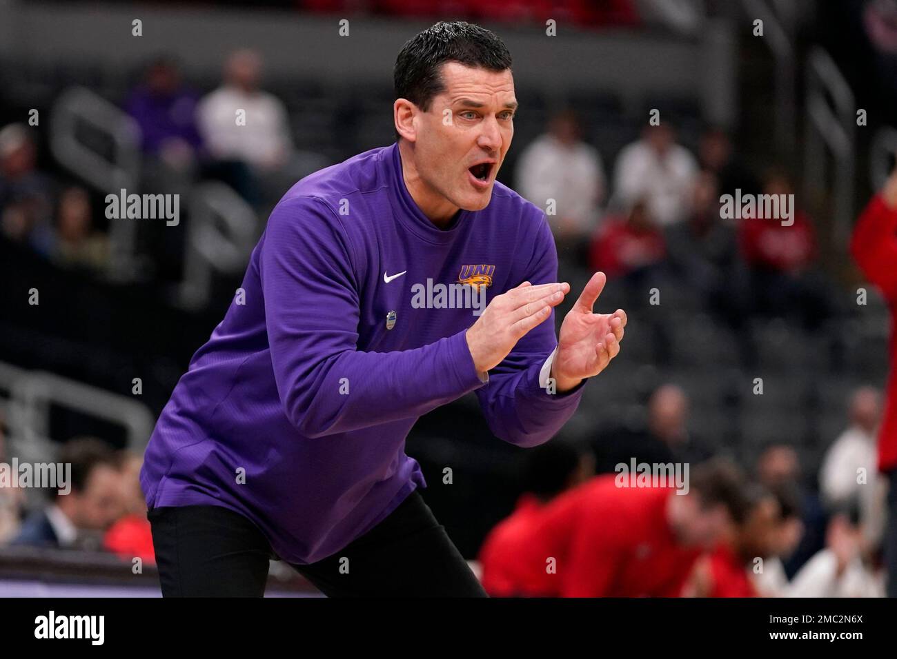 Northern Iowa head coach Ben Jacobson is seen on the sidelines during ...