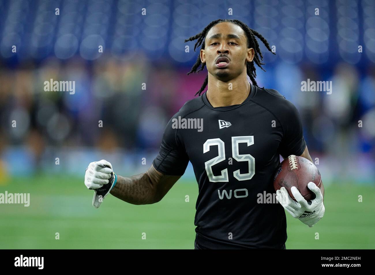 Mississippi State wide receiver Makai Polk runs a drill during the NFL ...