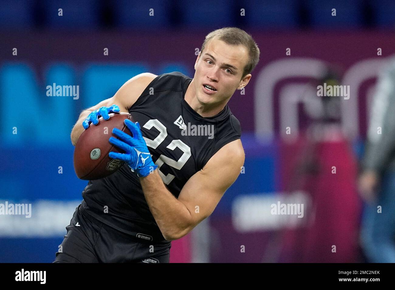 UCLA wide receiver Kyle Philips runs a drill during the NFL football ...