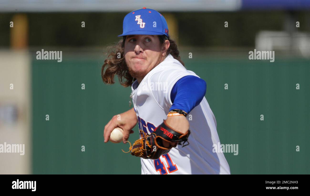 Houston Baptist's Daxton Tinker during an NCAA baseball game against ...