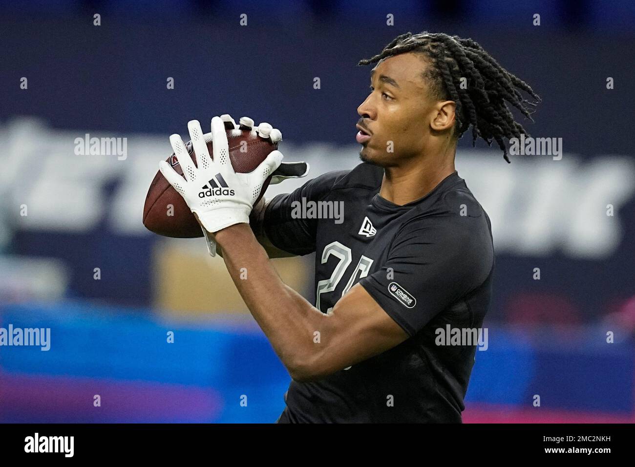 Mississippi State wide receiver Makai Polk runs a drill during the NFL ...