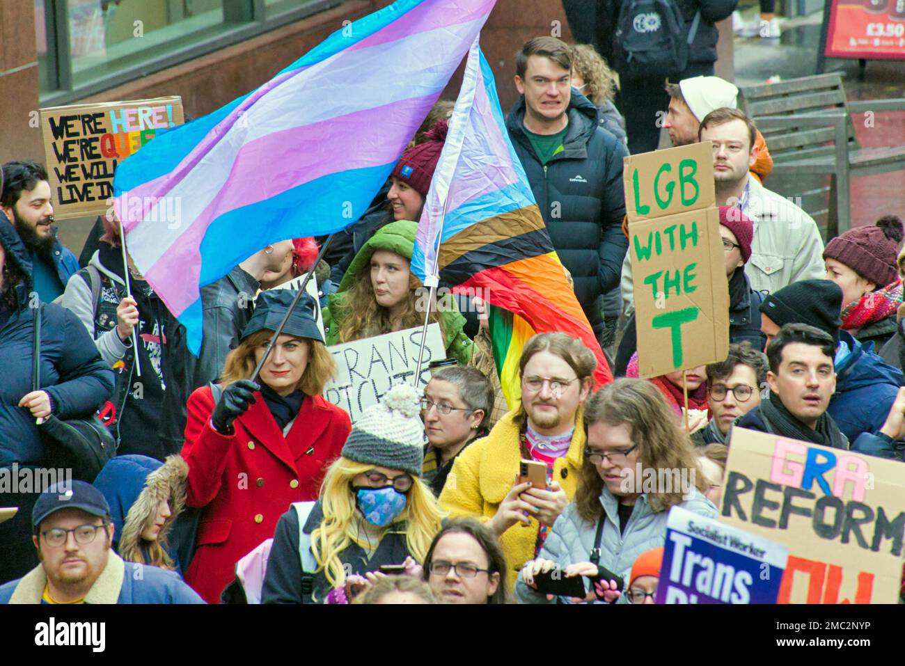 Glasgow, Scotland, UK 21stJanuary, 2023. Large crowds of various ...