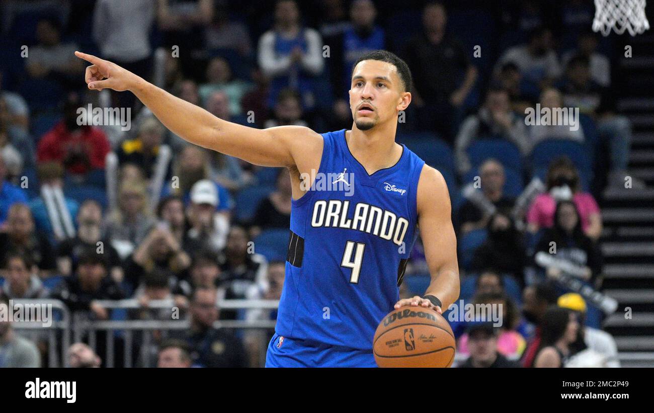 Orlando Magic guard Jalen Suggs (4) sets up a play during the second ...
