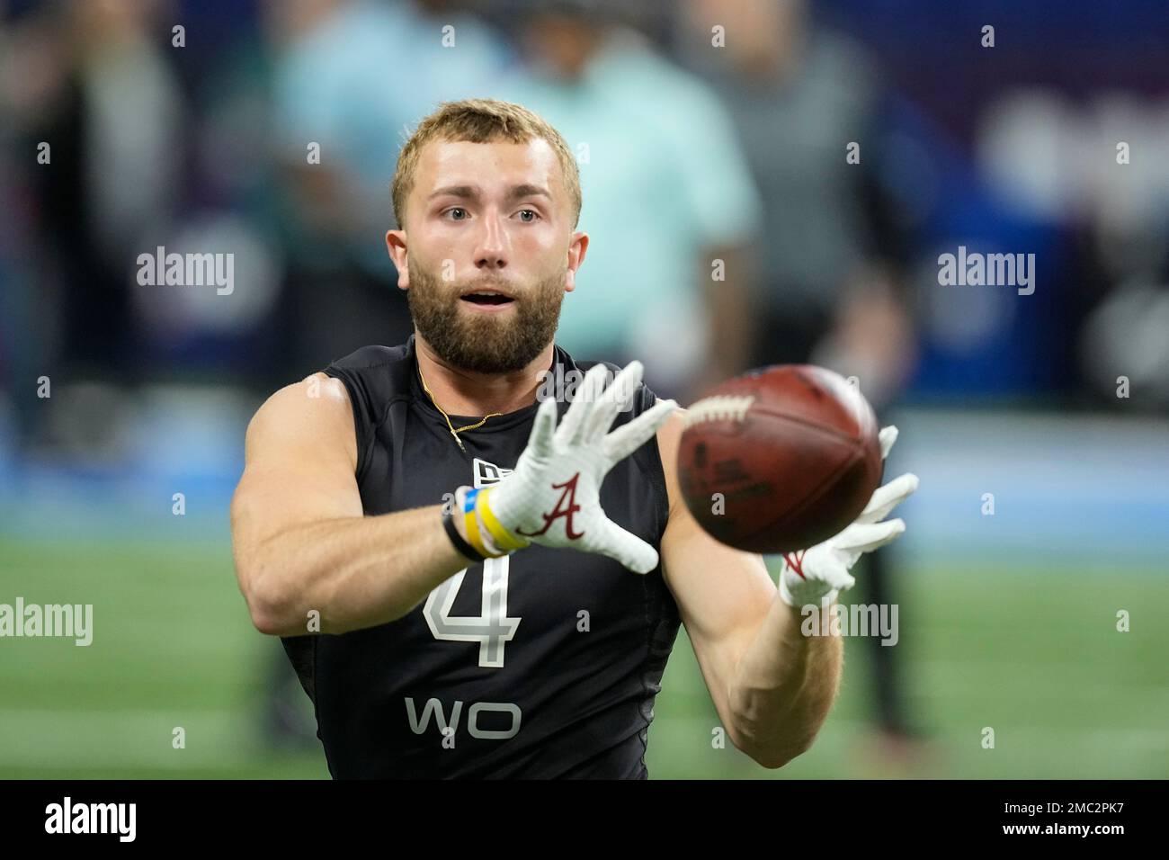 Alabama wide receiver Slade Bolden runs a drill during the NFL football ...