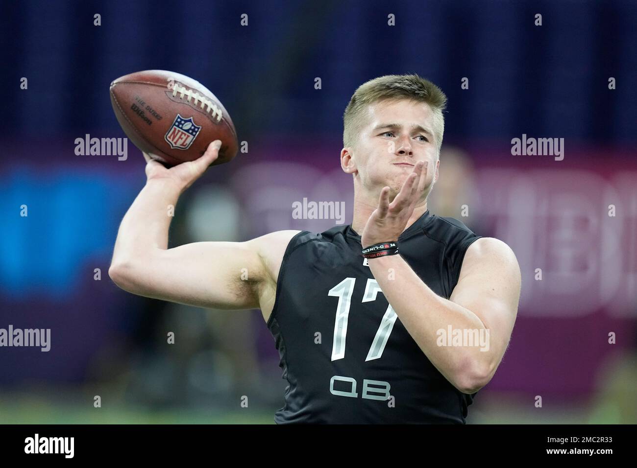 Western Kentucky quarterback Bailey Zappe runs a drill during the NFL ...