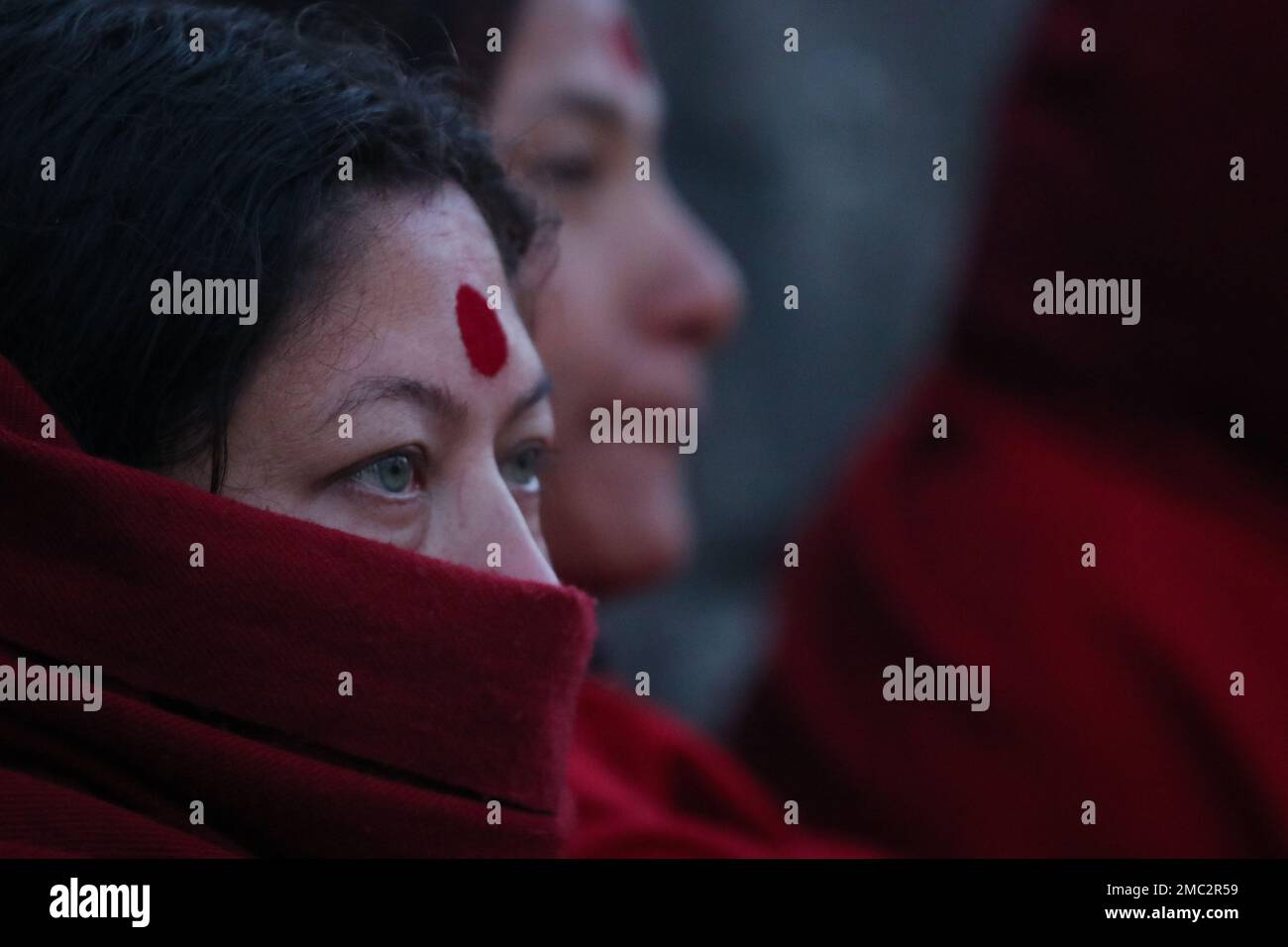Kathmandu, Nepal. 21st Jan, 2023. On january.21, 2023 in Kathmandu, Nepal. Women devotee is ...